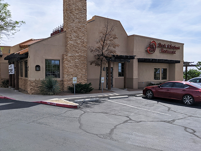 The Cattle Baron's stone exterior gives nothing away. Like a poker player with a royal flush of flavor waiting inside.