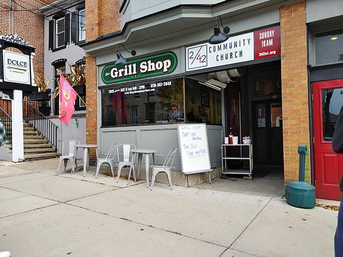 The Grill Shoppe's modest storefront hides big flavors. Sometimes the best things come in small, green-painted packages.