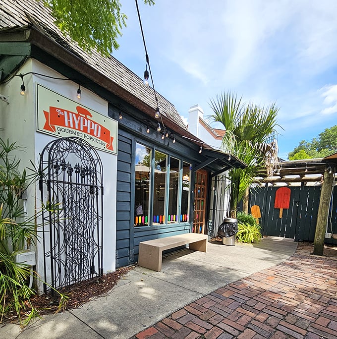 The Hyppo's charming cottage exterior hints at the artisanal popsicle revolution happening behind its blue-gray walls.