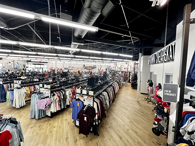 Uptown Cheapskate brings boutique vibes to the secondhand scene. Those wooden floors have seen many a fashion victory dance!