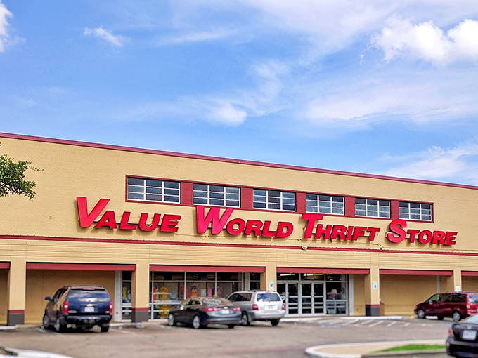 Value World Thrift Store (Dallas): "That sunshine-yellow building houses more potential outfits than a Hollywood costume department."