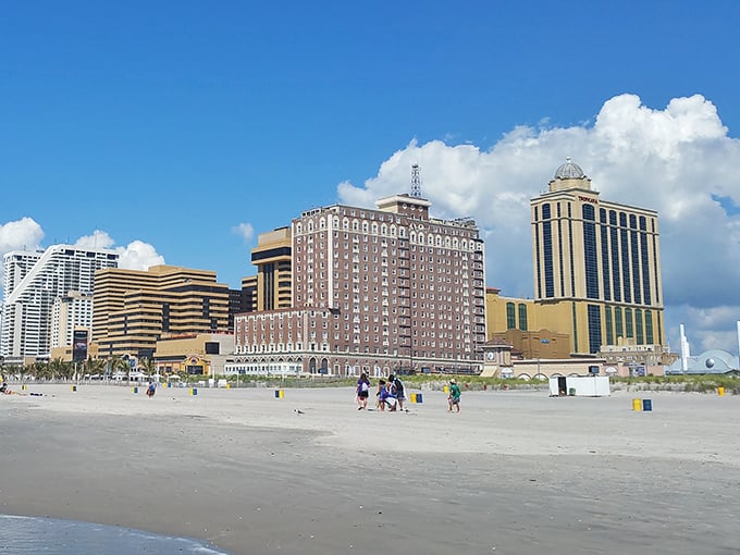 Casino resorts line the beach like a playground for grown-ups - where the ocean meets opportunity!
