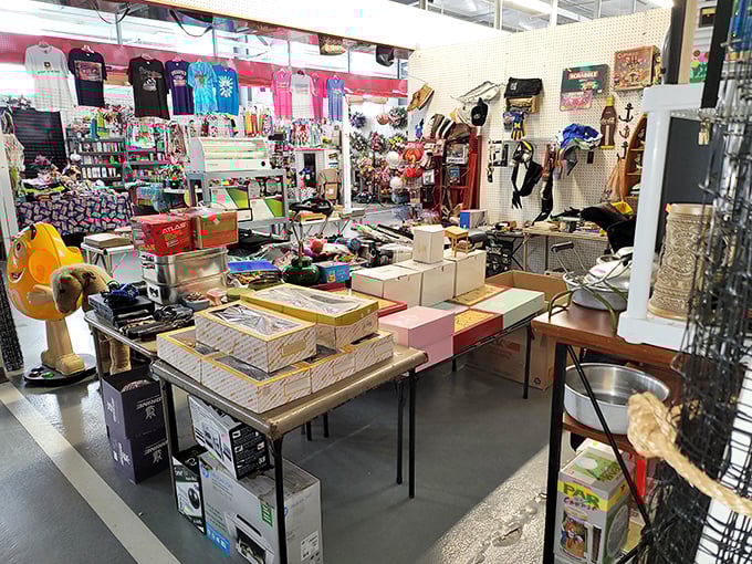 Colorful benches offer welcome respite for weary shoppers at Caesar Creek. The treasures aren't going anywhere&mdash;take a load off!