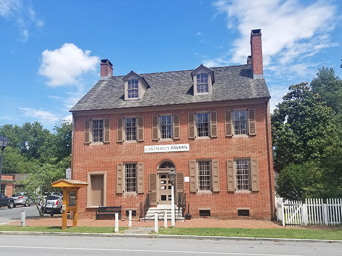 Sunlight bathes Cantwell's colonial architecture in golden warmth. George Washington never ate here, but he definitely should have!