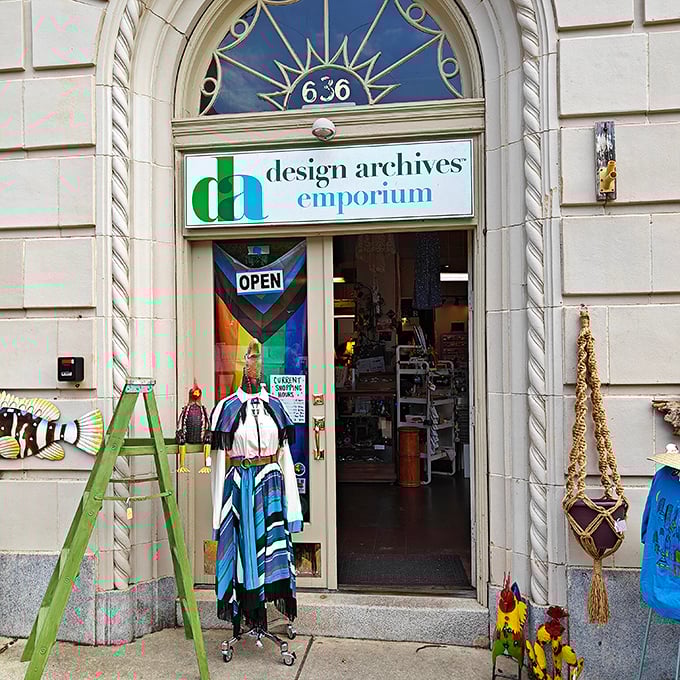 Sunlight streams through the arched window above this vintage paradise. History houses history in downtown Winston-Salem!