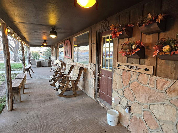 The wooden entrance feels like stepping into your favorite country song – rustic, authentic, and full of heart.