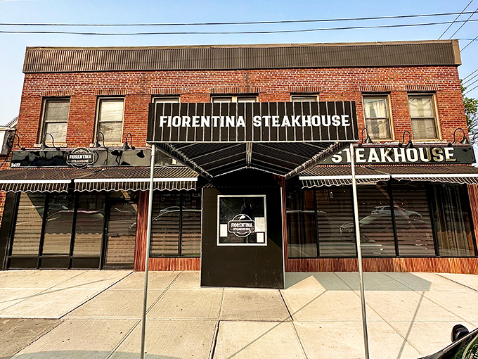 Bold signage makes a bold promise at Fiorentina. This brick building houses some serious steak credentials.