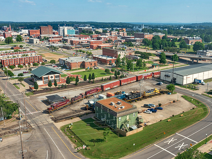 The sun sets on Fort Smith's historic buildings, illuminating a city where retirement doesn't require a gold rush fortune.