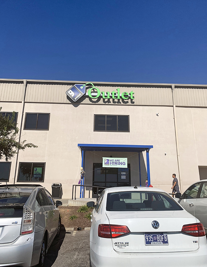 Goodwill's green logo shines like a beacon for bargain hunters. This is where the real thrifting athletes come to compete!