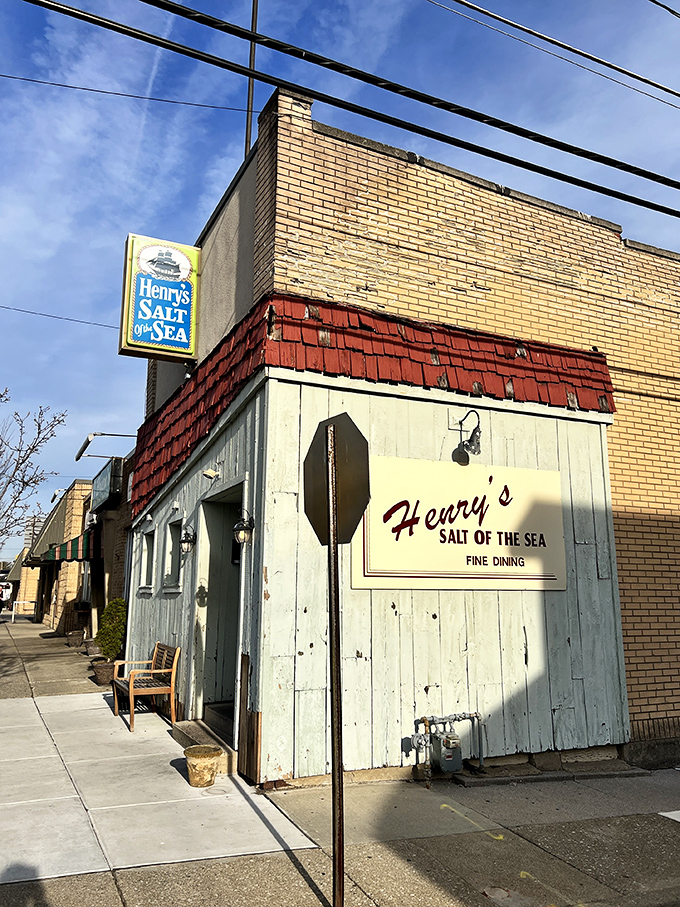 The charming bench and bicycle outside Henry's set the scene for the simple, honest seafood waiting within.
