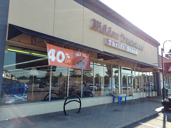 The unassuming storefront of Hidden Treasures holds endless possibilities. Like a treasure chest waiting to be opened!