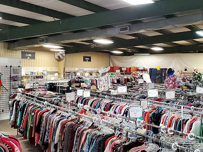 InJoy's clean, well-lit interior transforms thrift shopping from chaotic treasure hunt to pleasant retail therapy session.