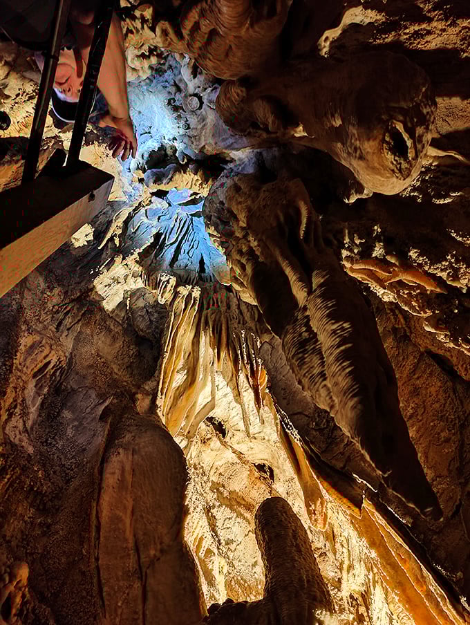 Narrow passageways open into breathtaking chambers. Indiana Jones would definitely approve of this subterranean treasure hunt minus the booby traps!