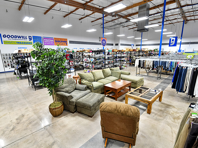 Goodwill's spacious interior showcases comfortable furniture arrangements. Test-drive that sofa before taking it home&mdash;at these prices, why not?