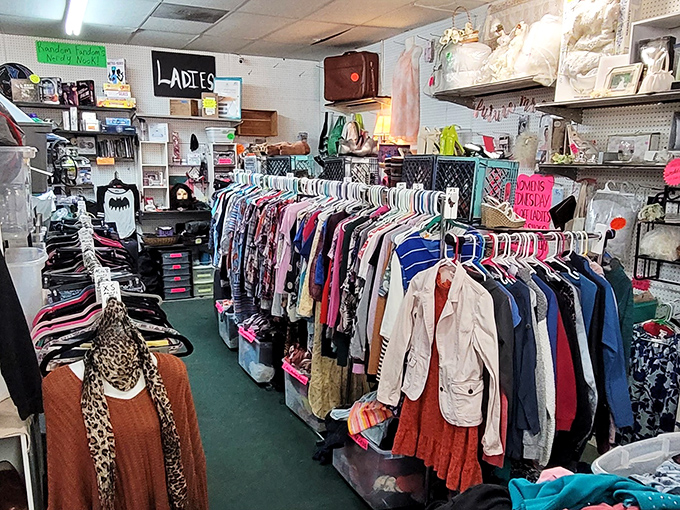 Racks on racks of possibility! Each hanger holds someone's future favorite outfit just waiting to be discovered.