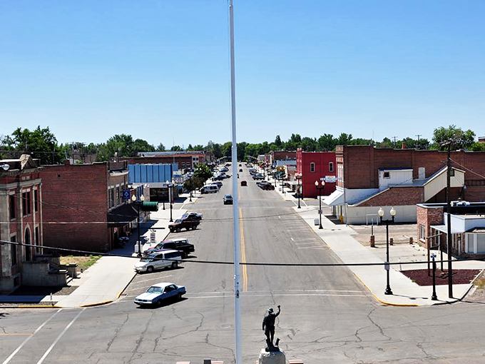 Brick buildings line Payette's main thoroughfare, housing local businesses that have served generations of this riverside community.
