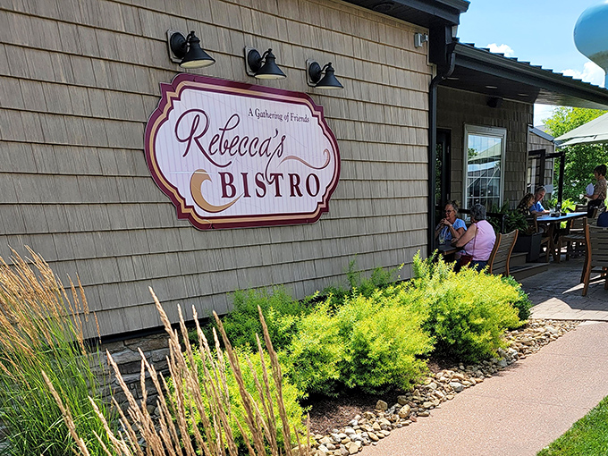 The garden setting at Rebecca's Bistro invites leisurely dining and conversations that flow as smoothly as their homemade gravy.