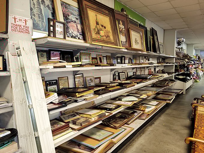 Frame heaven! The Rescue Mission's wall of picture frames offers endless possibilities for your family photos or thrift store art finds.