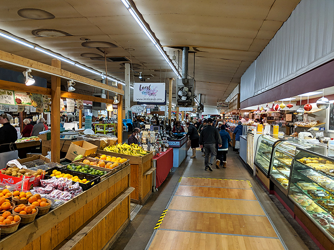 The indoor aisles of Roots Market offer a sensory feast&mdash;fresh fruits, baked goods, and the buzz of friendly conversation.