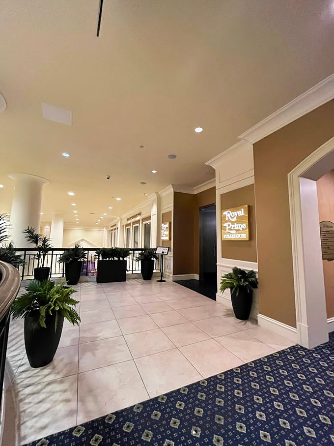 The sophisticated neutral tones and lush plants create the perfect backdrop for what really matters: spectacular steaks served with style.