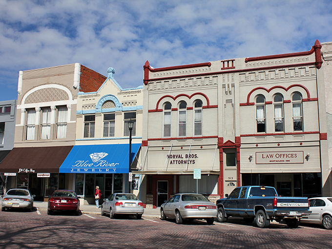 Seward's town square looks like it belongs on a postcard. That courthouse probably rings a bell that's been marking time for generations.