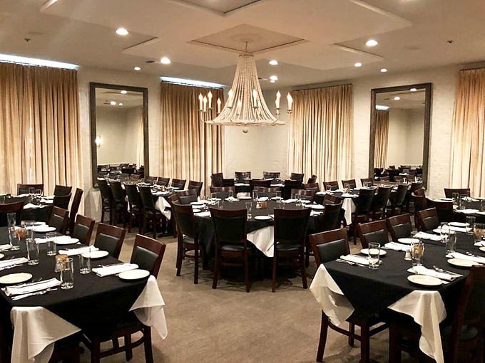 Elegant chandeliers and pristine tablecloths set the stage for steaks that deserve their own spotlight. Dinner and a show, Mississippi-style!