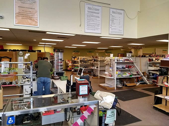 Clean, bright, and organized &ndash; Sister Carmen's interior feels more like a small department store than a typical thrift shop.