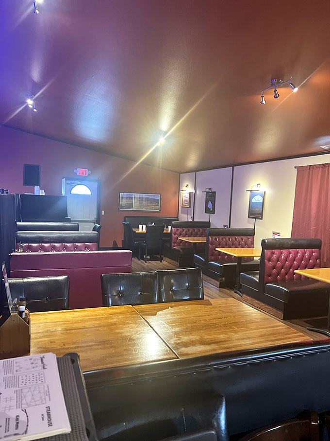 The warm, inviting dining room at Steakhouse at Cove proves great steak experiences don't require big-city zip codes.