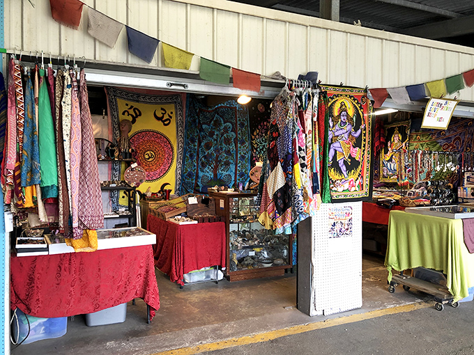 International flair meets local flavor as colorful tapestries and unique goods create a global shopping experience under one roof.