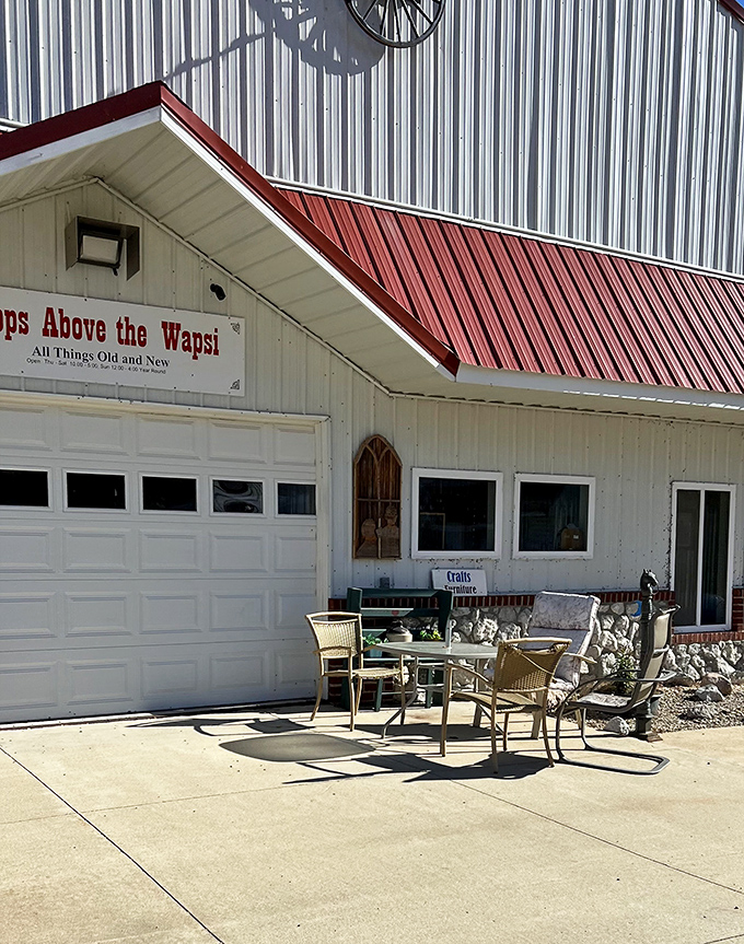 Climate-controlled comfort meets country charm in this converted barn-style building where antiques find their perfect rural home setting.