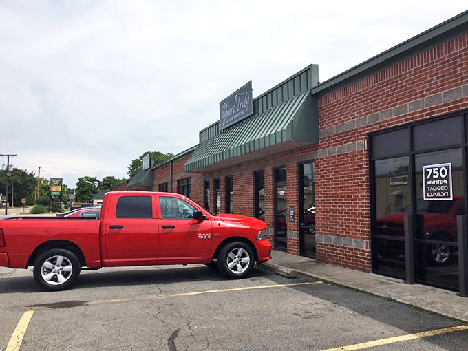 The red truck seems to know what we all do&mdash;Yours Truly is worth stopping for, even on a busy day!