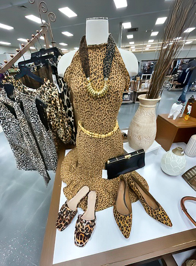 This leopard print ensemble proves thrift stores aren't just for basics&mdash;they're where bold fashion statements come with sensible price tags.