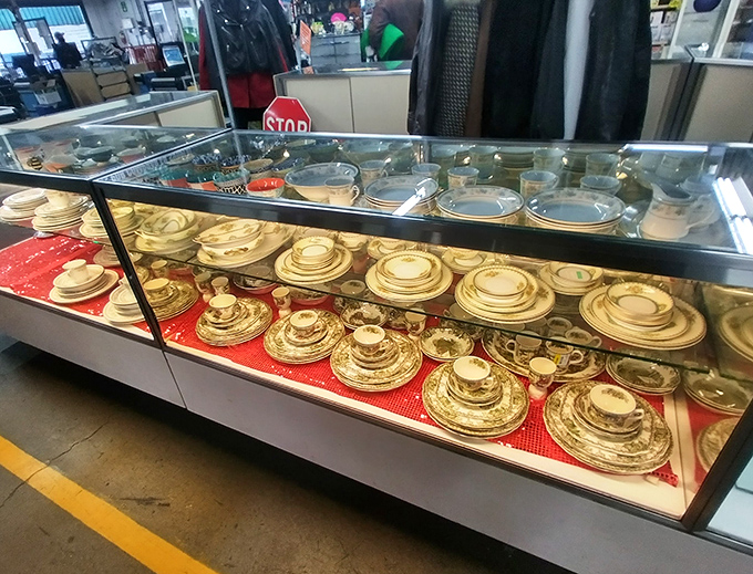 Delicate china patterns and crystal goblets stand at attention, ready to bring unexpected elegance to tables that appreciate second chances.