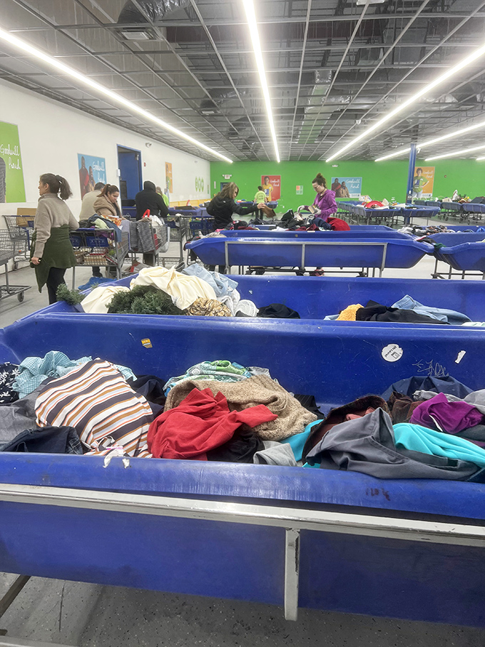 Blue bins brimming with fashion possibilities &ndash; where else can your next favorite sweater cost less than your morning latte?