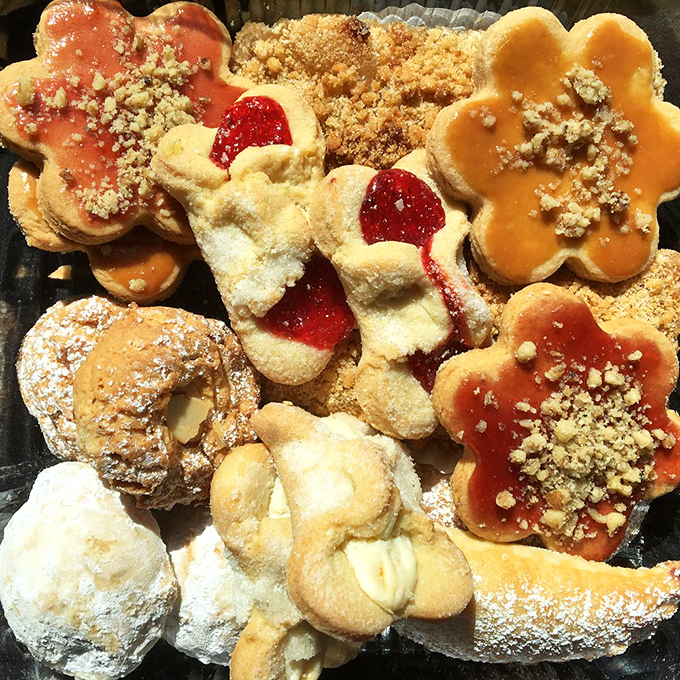 A flower-shaped cookie garden blooming with jam centers and streusel toppings&mdash;botanical beauty you can actually eat.