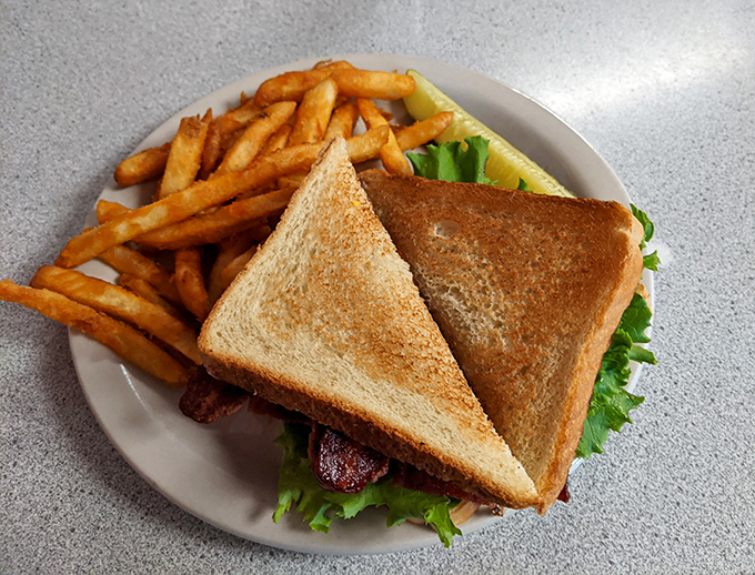 This isn't just a sandwich; it's architectural perfection&mdash;crispy toast, garden-fresh lettuce, and bacon that had a purpose in life.