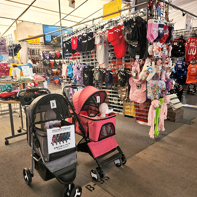 Baby gear galore! From strollers to tiny sports jerseys, this booth has everything new parents need—except perhaps a full night's sleep.