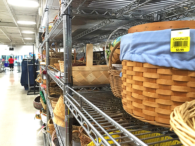 Where yesterday's stuff find new purpose. That wooden basket might just be the start of someone's collection.
