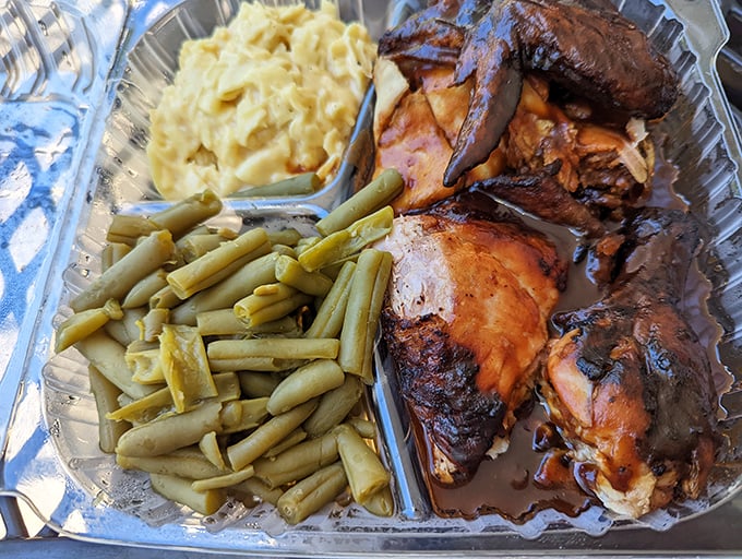 Barbecued chicken and sides arranged like a Renaissance painting &ndash; if Michelangelo had been obsessed with perfect smoke rings.