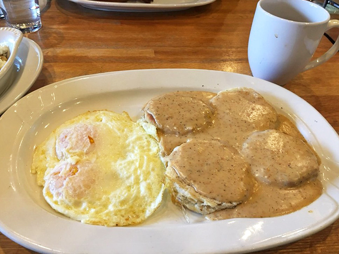 When eggs and biscuits get together like this, it's not just breakfast&mdash;it's edible poetry with gravy as the sonnet.
