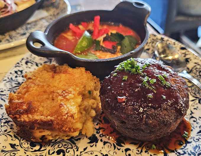 This meatloaf and mac combo is what happens when comfort food goes to finishing school&mdash;refined yet still knows where it came from.