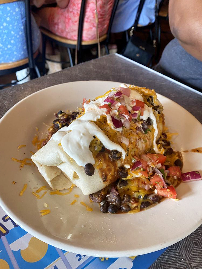 The breakfast burrito: where eggs, cheese, beans and pico gather for a morning fiesta that makes Monday feel like Friday.