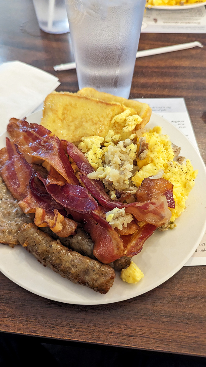 The breakfast buffet plate&mdash;where "I'll just have a little of everything" becomes a beautiful mountain of morning delights. Diet starts tomorrow!