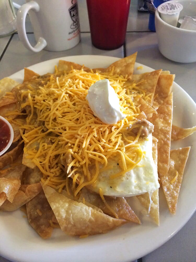 Breakfast nachos: proof that someone in this kitchen understands that chips and cheese belong at every meal of the day.