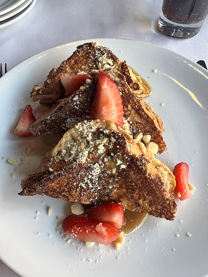 This isn't just French toast&mdash;it's brioche transformed into a breakfast masterpiece, with strawberries playing the perfect supporting role.