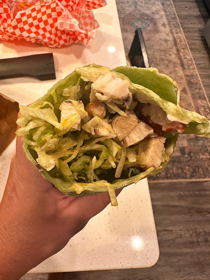 Fresh, crisp, and stuffed with grilled chicken, this Caesar pita proves that not all heroes wear capes&mdash;some wear lettuce wraps.