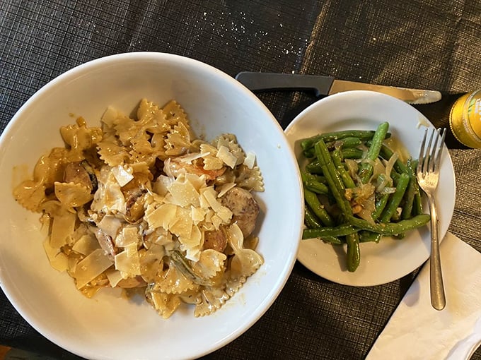 When a pork chop gets the mushroom sauce treatment with a side of mashed potatoes, it's not just dinner&mdash;it's edible therapy. 