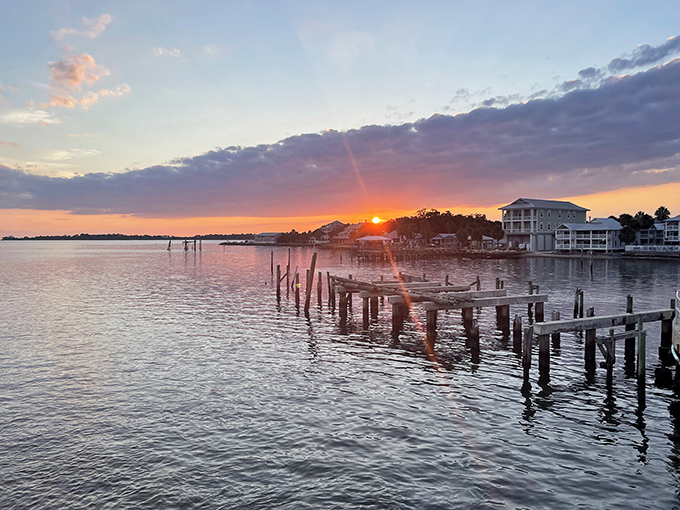 Sunsets in Cedar Key perform a nightly miracle, transforming ordinary wooden docks into golden pathways that seem to lead straight to paradise.