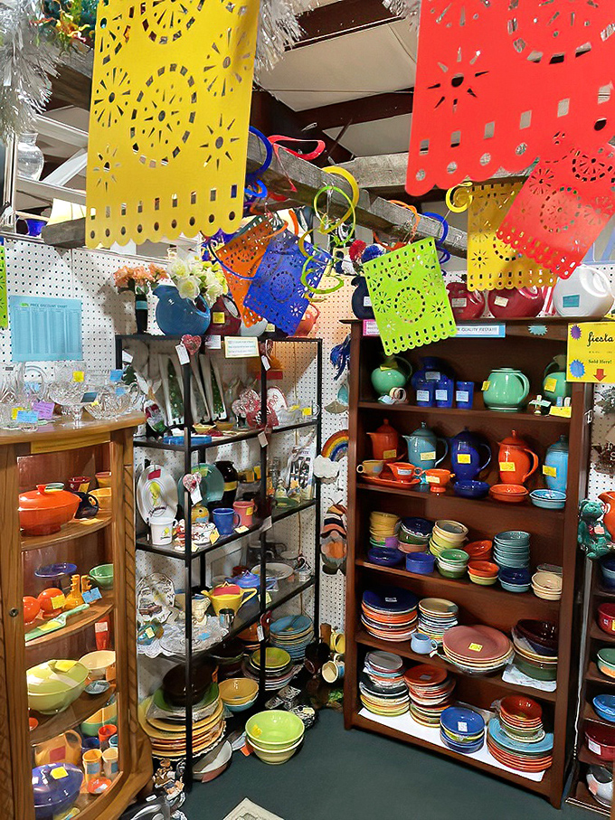 Fiestaware heaven! A rainbow of vintage dishes that would make your grandmother swoon and your Instagram followers double-tap with envy.