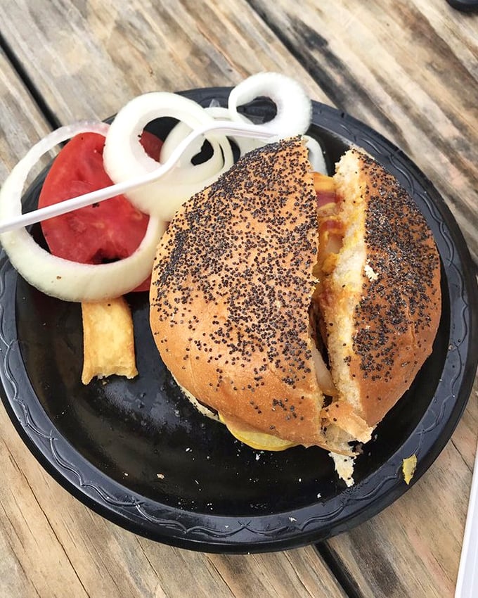 The famous burger in all its glory&mdash;a poppy seed bun barely containing what might be the most celebrated patty in the Sunshine State.